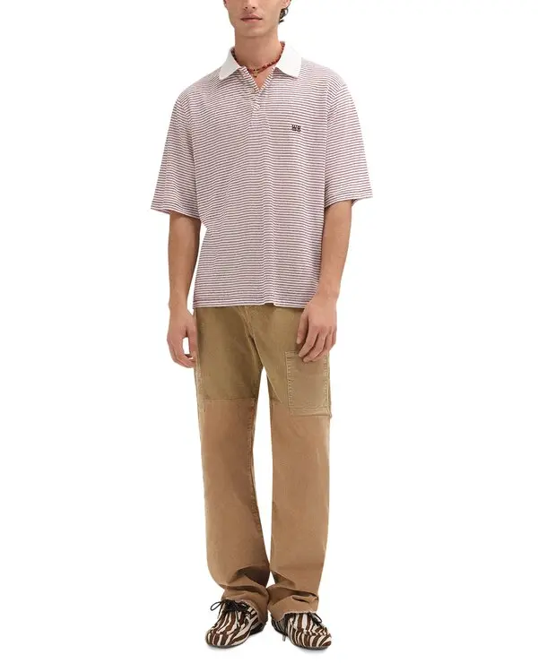 WALES BONNER Linen & Cotton Stripe Polo Shirt
