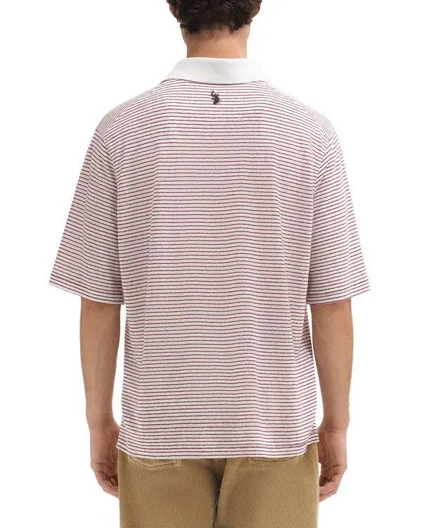 WALES BONNER Linen & Cotton Stripe Polo Shirt