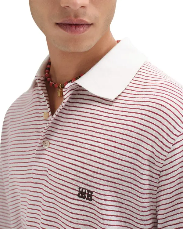 WALES BONNER Linen & Cotton Stripe Polo Shirt