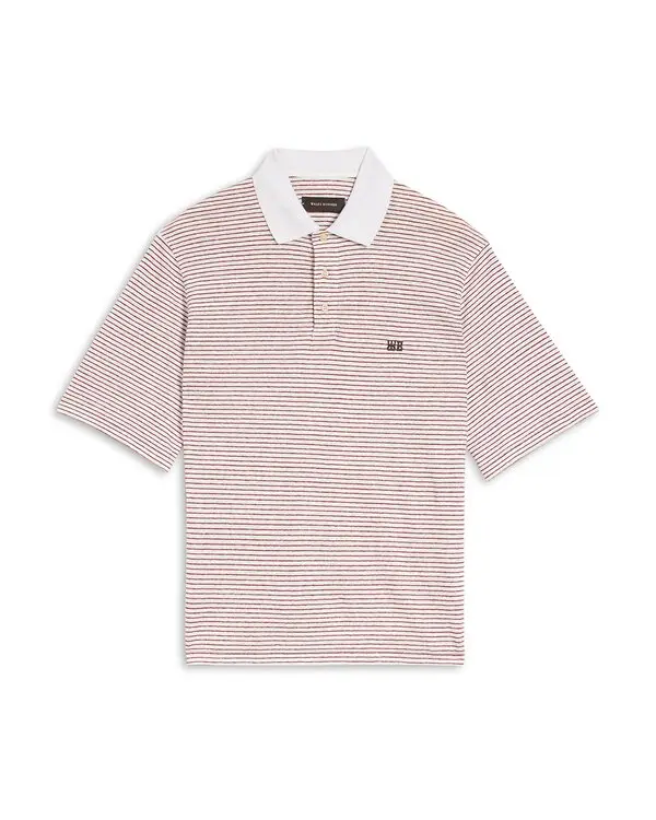 WALES BONNER Linen & Cotton Stripe Polo Shirt