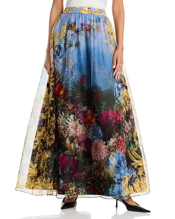 Alice + Olivia Dixie Silk Ballgown Chiffon Skirt - Alpine Dawn