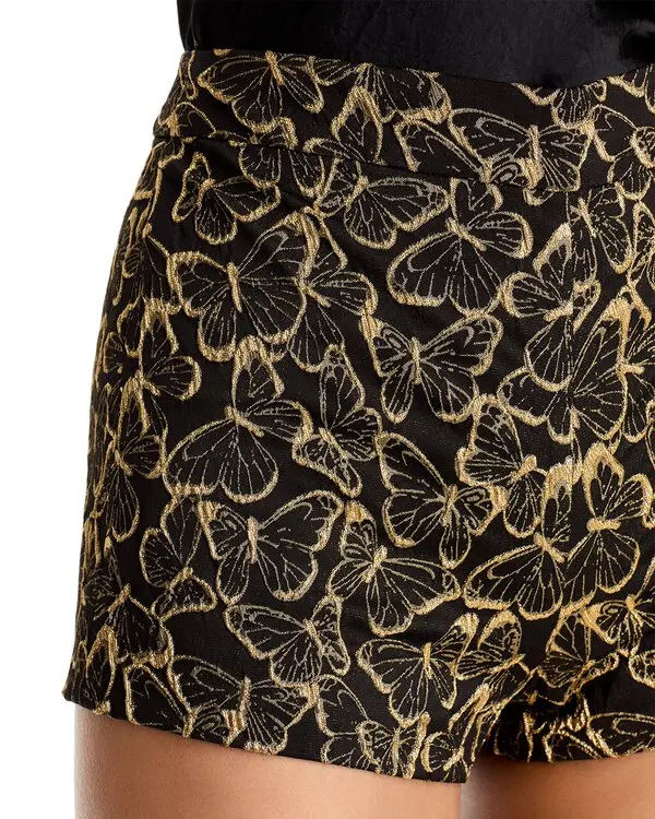 Alice + Olivia Hera Metallic Butterfly Jacquard Shorts