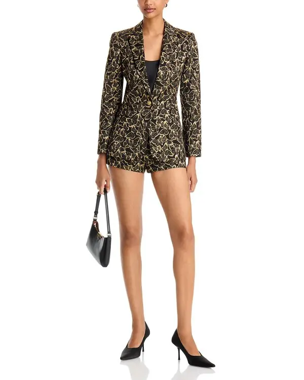 Alice + Olivia Hera Metallic Butterfly Jacquard Shorts