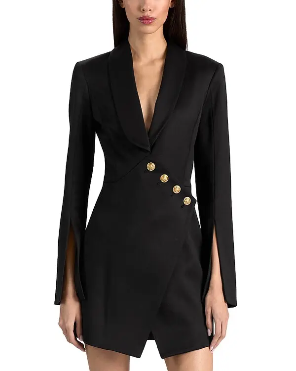 Alice + Olivia The Sculpt Wool Blend Asymmetrical Blazer Dress
