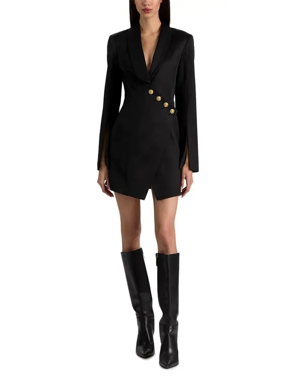 Alice + Olivia The Sculpt Wool Blend Asymmetrical Blazer Dress