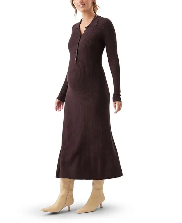 RIPE MATERNITY Hollie Polo Knit Dress - Cocoa