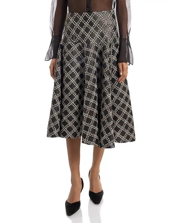 LIBEROWE Embroidered Leather Midi Skirt