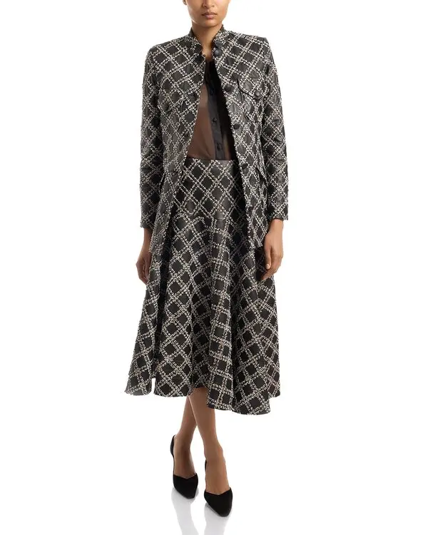 LIBEROWE Embroidered Leather Midi Skirt