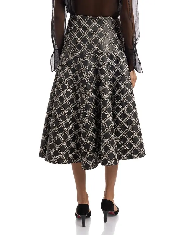 LIBEROWE Embroidered Leather Midi Skirt