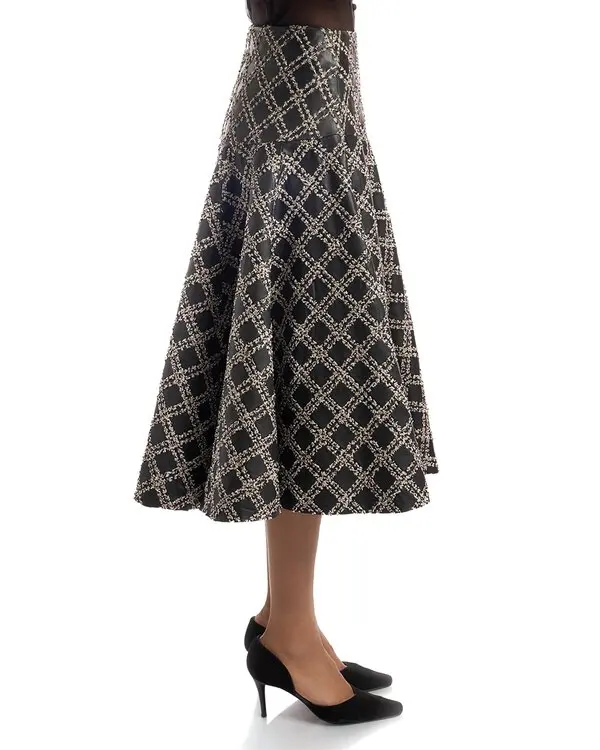 LIBEROWE Embroidered Leather Midi Skirt
