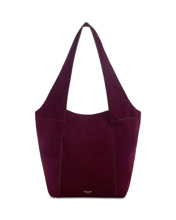 Rag & Bone Brayton Large Suede Shopper Tote Bag - Deep Berry