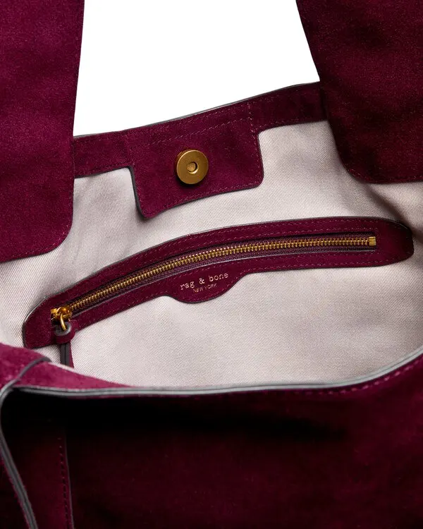 Rag & Bone Brayton Large Suede Shopper Tote Bag - Deep Berry