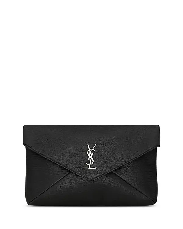 Saint Laurent Cassandre Large Envelope Pouch - Black/silver
