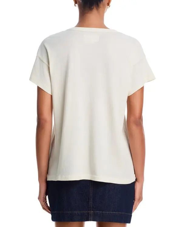 The Great. Boxy Cotton Crewneck Graphic Tee With Panther Print