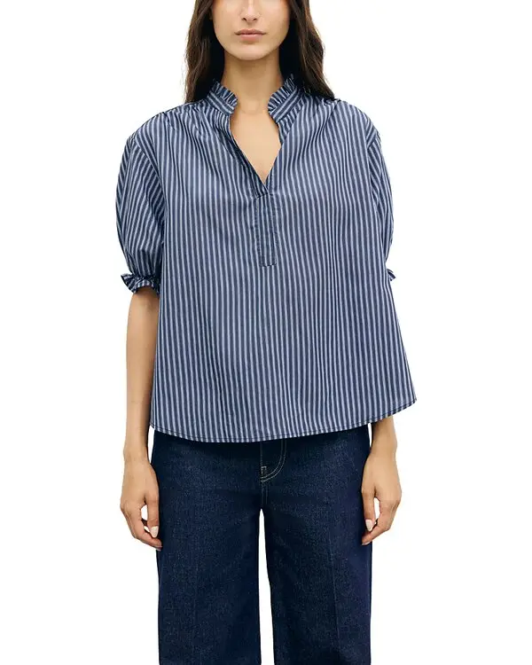 Gerard Darel Louann Ruffled High Collar Blouse - Ink