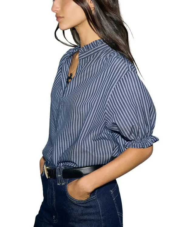 Gerard Darel Louann Ruffled High Collar Blouse