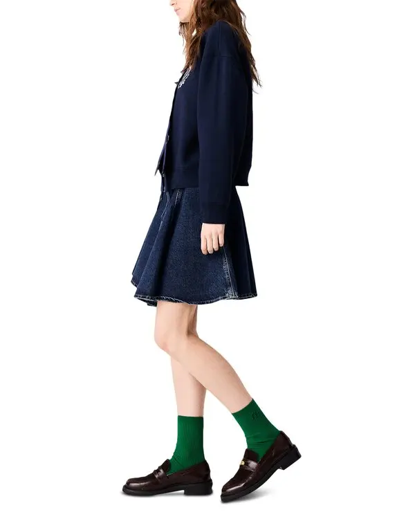 Maje Embroidered Sweatshirt With Ruffle Trim And Removable Collar