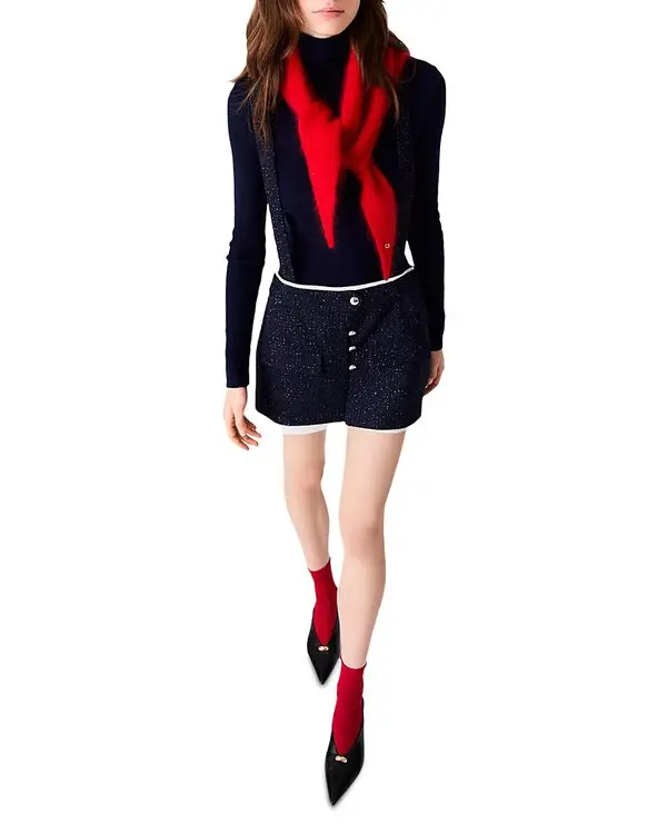 Maje Amila Contrast Tweed Skort - Navy