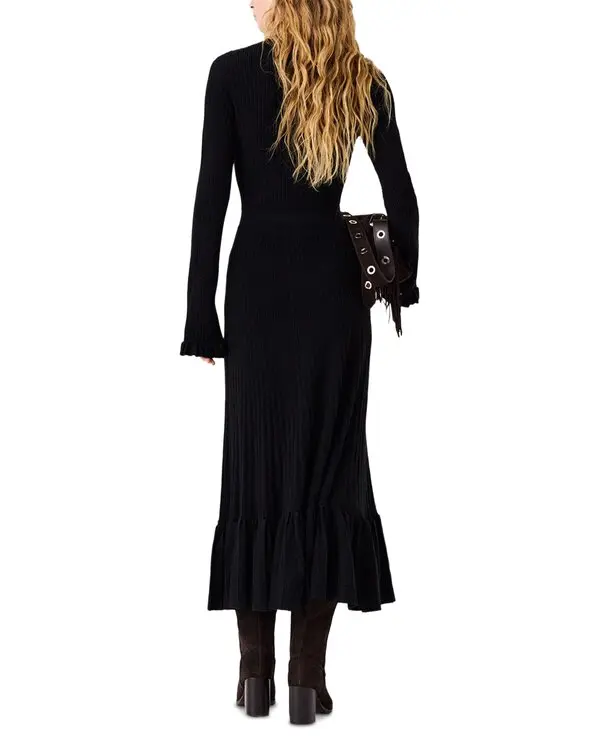 Maje Ritakette Ruffled Knit Maxi Dress
