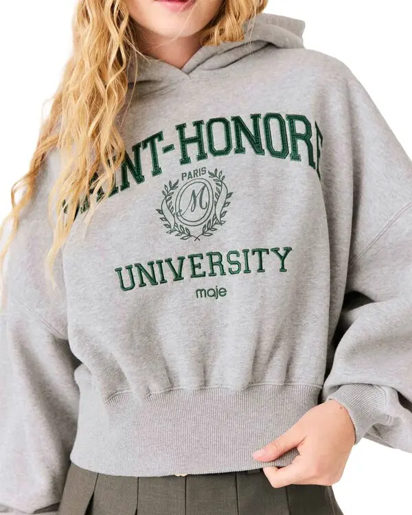 Maje Embroidered Logo Hoodie Sweatshirt