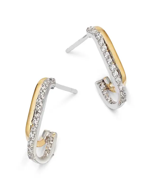 Bloomingdale'S Diamond Double Row Hoop Earrings In 14k White & Yellow Gold, 0.20 Tcw - White Gold/yellow Gold
