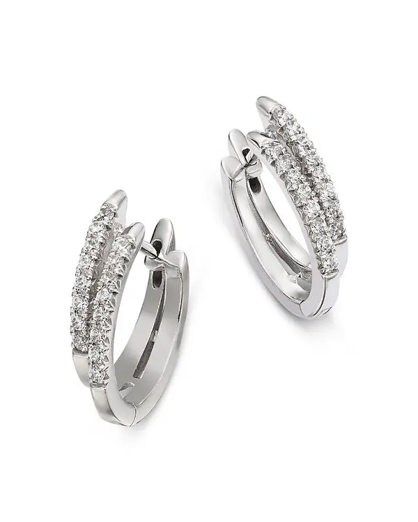 Bloomingdale'S Diamond Double Row Huggie Hoop Earrings In 14k 0.33 Tcw - White Gold