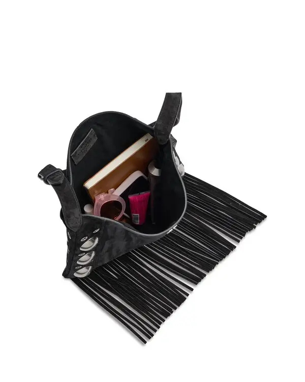 Valentino Garavani Vlogo Nellcote Fringe Suede Medium Shoulder Bag