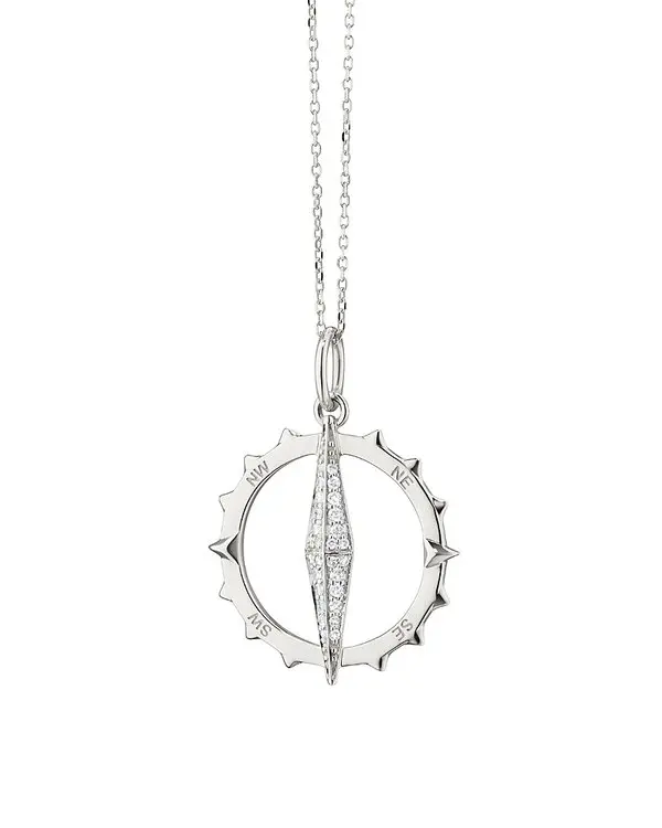 Monica Rich Kosann White Sapphire Large Points North Compass Pendant Necklace, 18