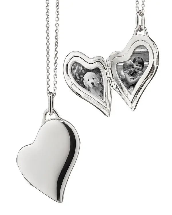 Monica Rich Kosann Slim Lockets Polished Heart Pendant Necklace, 18-22 - Sterling Silver