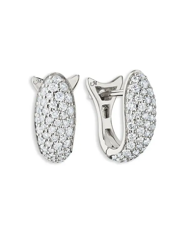 Monica Rich Kosann Perseverance White Sapphire Pave Fish Hoop Earrings - Sterling Silver
