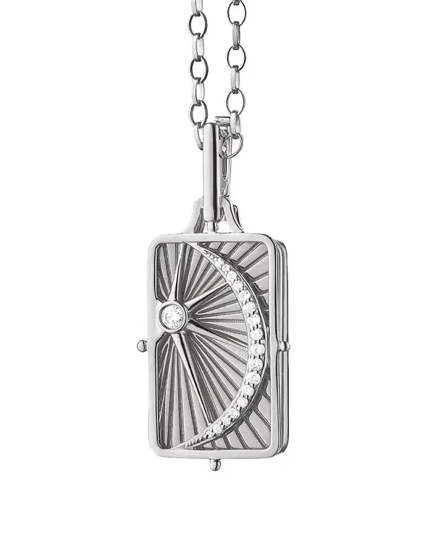 Monica Rich Kosann Sun Moon & Stars White Sapphire Gate Locket Pendant Necklace, 18 - Sterling Silver