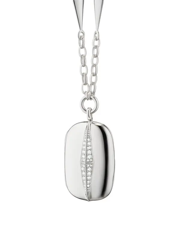 Monica Rich Kosann Points North White Sapphire Pave Rectangular Locket Pendant Necklace, 20-22