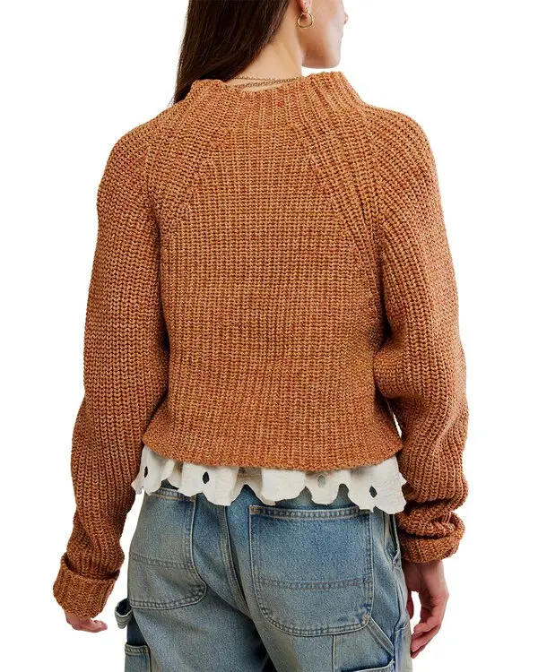 Free People High Neck Cuffed Sweater - Cinnamon