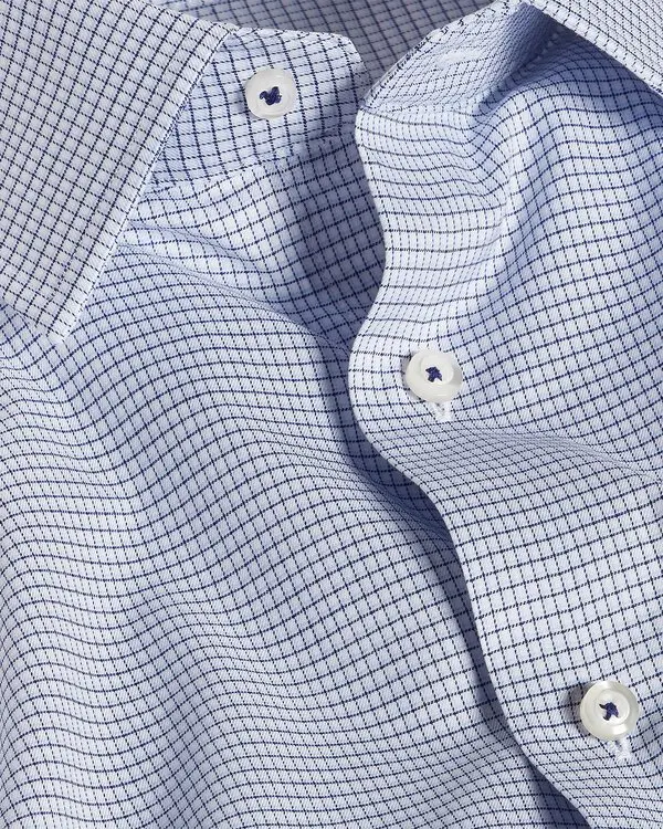 David Donahue Slim Fit Stretch Twill Micro Check Dress Shirt