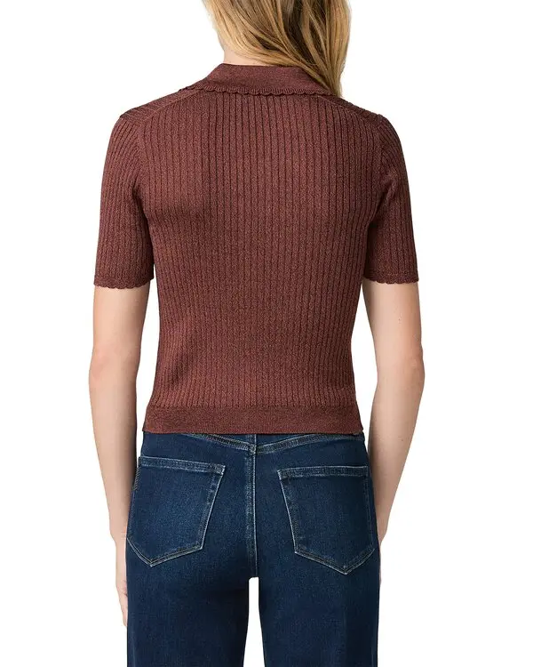 Paige Una Cotton Blend Ribbed Knit Top