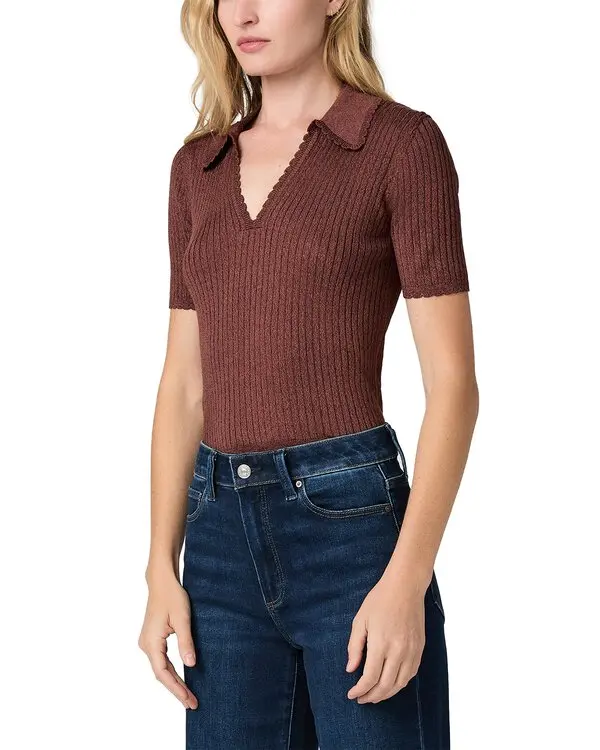 Paige Una Cotton Blend Ribbed Knit Top