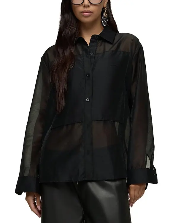 Hudson Jeans Sheer Oversized Button Up Top