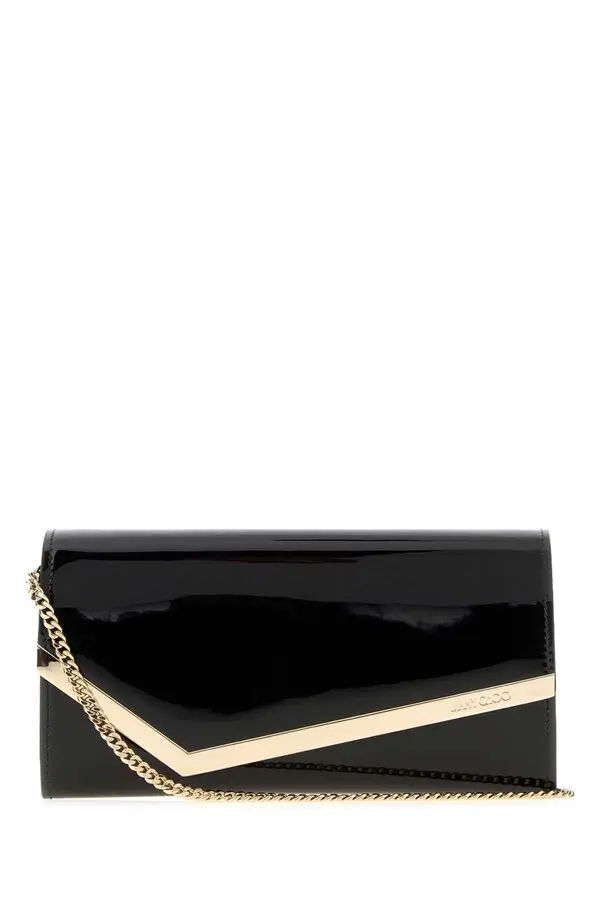 JIMMY CHOO Emmie Patent Leather Handbag - Blacklightgold