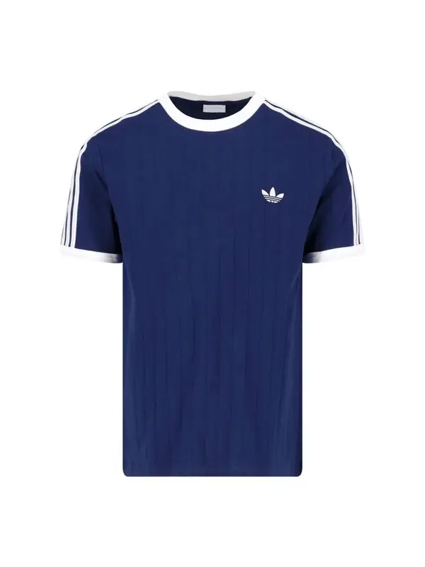 Adidas Crew Neck Striped Short Sleeve T-shirt - Blue