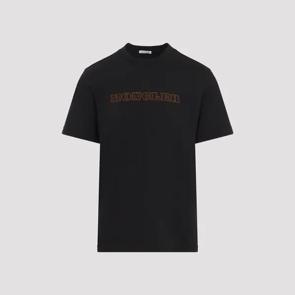 Moncler Embroidered Logo Cotton T-shirt - Black
