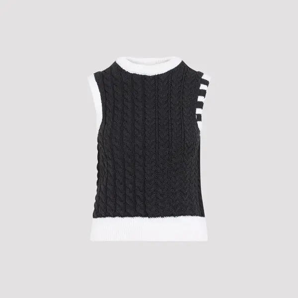 Thom Browne Aran Cable Wool Shell Top - Grey