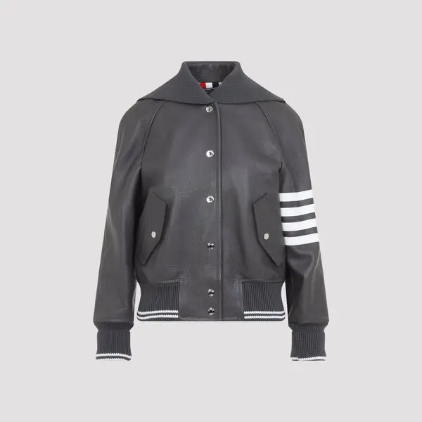 Thom Browne Oversized Raglan-sleeve Leather Blouson Jacket For - Grey