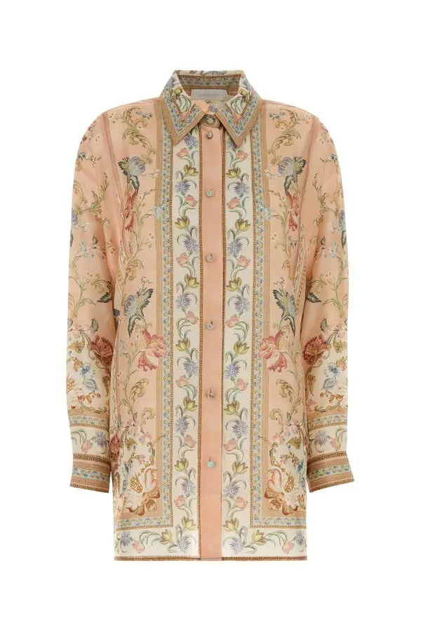 Zimmermann Printed Silk Oversize Roselight Shirt