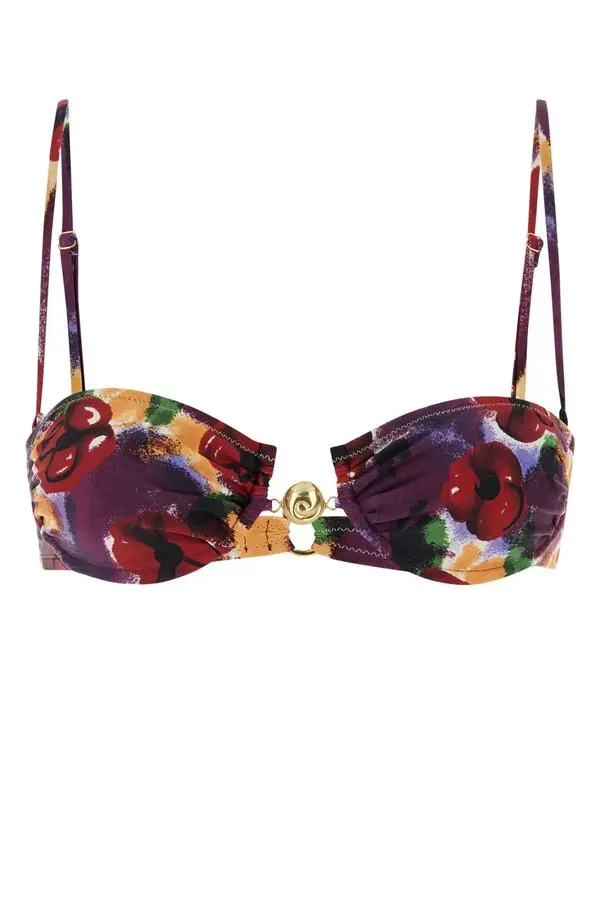 REINA OLGA Printed Stretch Nylon Hammond Bikini Top