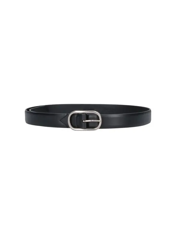 J & M DAVIDSON Smooth Calf Leather Belt With Buckle - Black