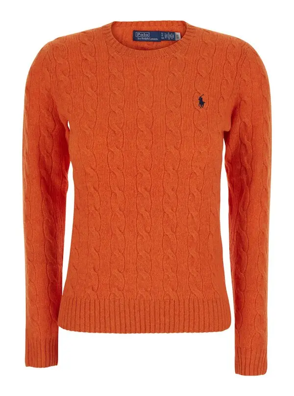 Polo Ralph Lauren Wool & Cashmere Cable Knit Crew Neck Sweater - Orange