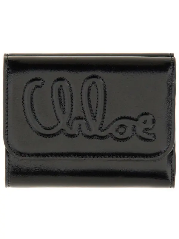 Chloé Calf Leather Trifold Mini Wallet With Lambskin Lining
