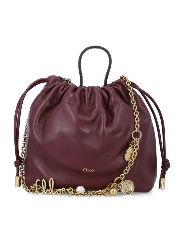 Chloé Drawstring Bucket Bag With Charm Detail - Burnt Red