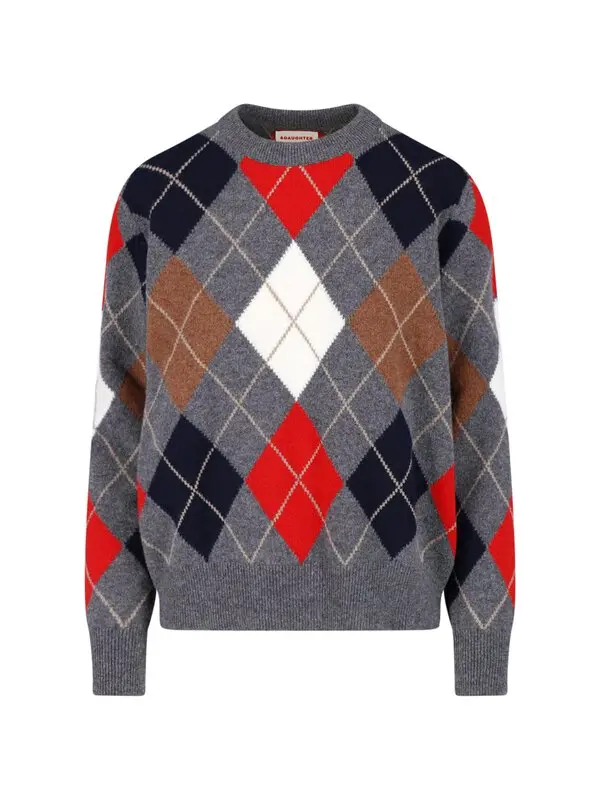 Daughter Argyle Wool Crewneck Sweater - Multicolor