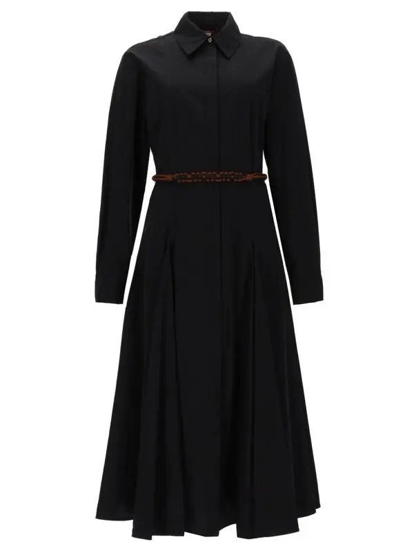 Max Mara Style Cotton Poplin Chemisier Gown - Black